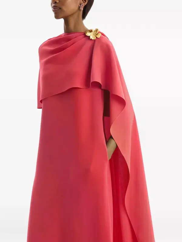Oscar De La Renta Hibiscus Brooch Georgette Caftan