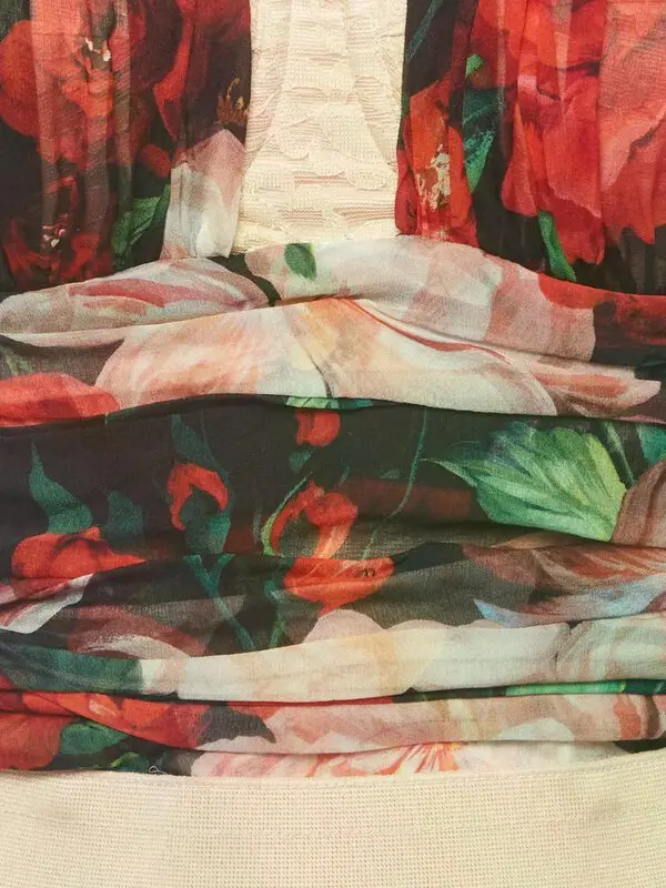 Dolce & Gabbana Beige Floral Print Lace-up Blouse