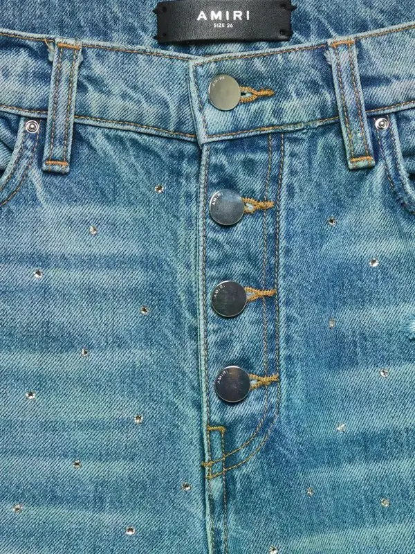 Amiri Rhinestone Embellished Ripped Jeans
