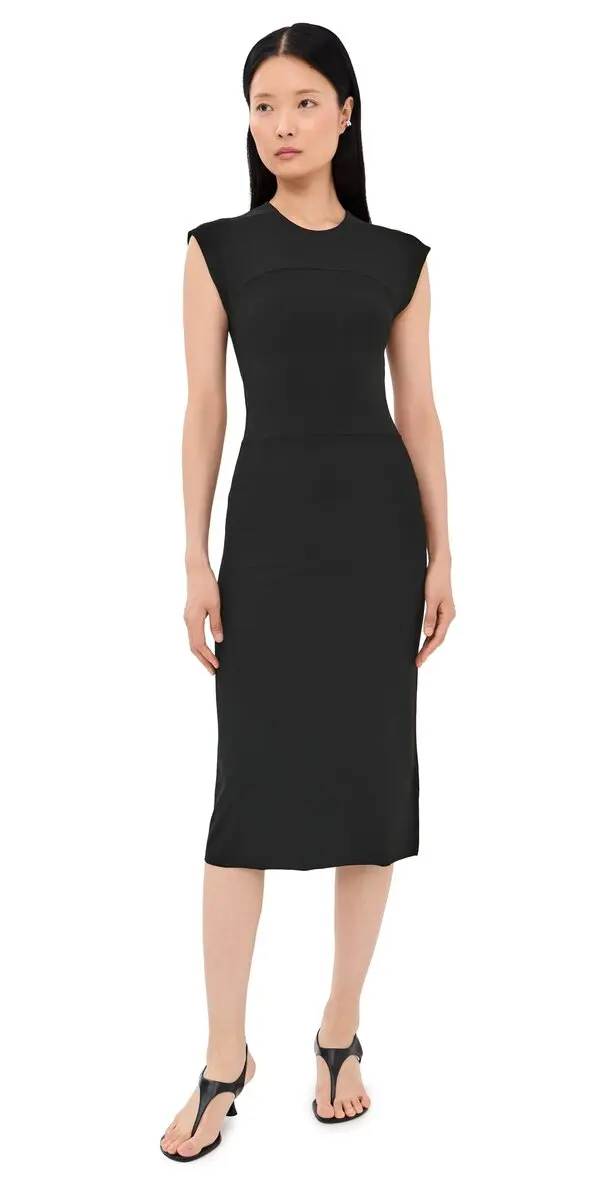 JIL SANDER Sleeveless Crewneck Midi Dress - Black
