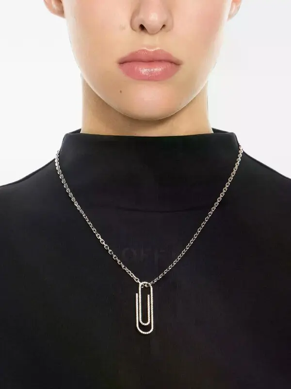Off-White Strass-set Paperclip Necklace