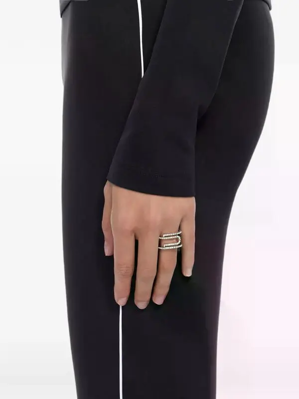 Off-White Strass Embellished Paperclip Ring