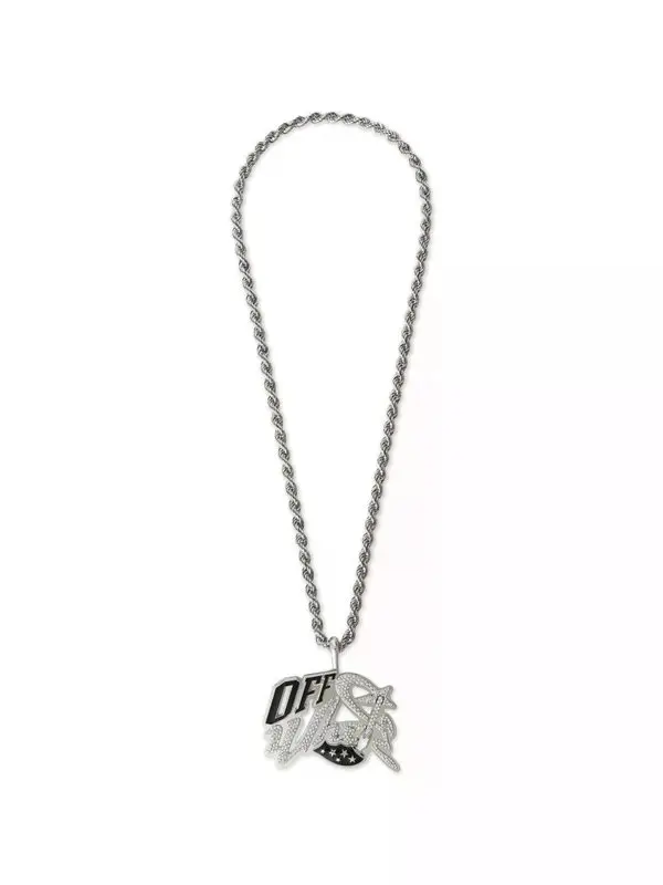 Off-White Wizard Strass-embellished Necklace - Silver