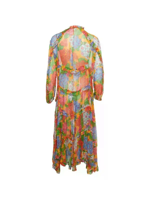 Zimmermann Floral Print Ruffled Maxi Dress - Orange