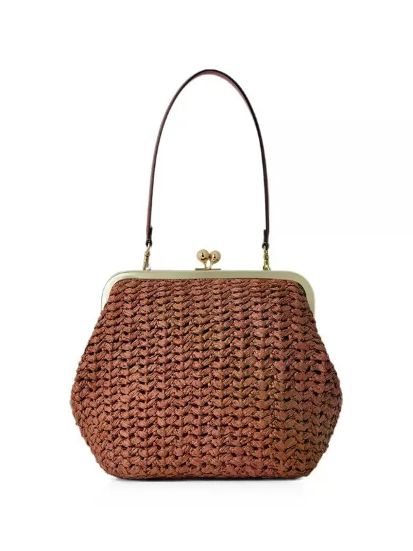 COACH Woven Construction Frame Clutch Bag - Brown