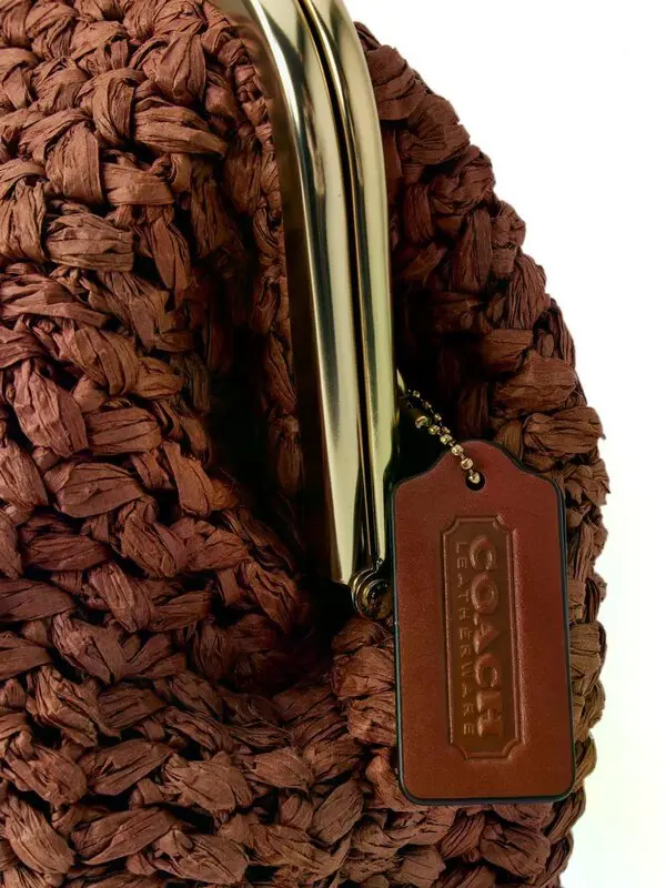 COACH Woven Construction Frame Clutch Bag - Brown