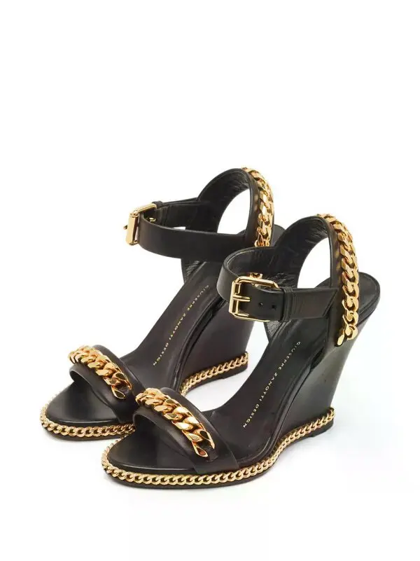 GIUSEPPE ZANOTTI Chain-link Wedge Sandals - Black