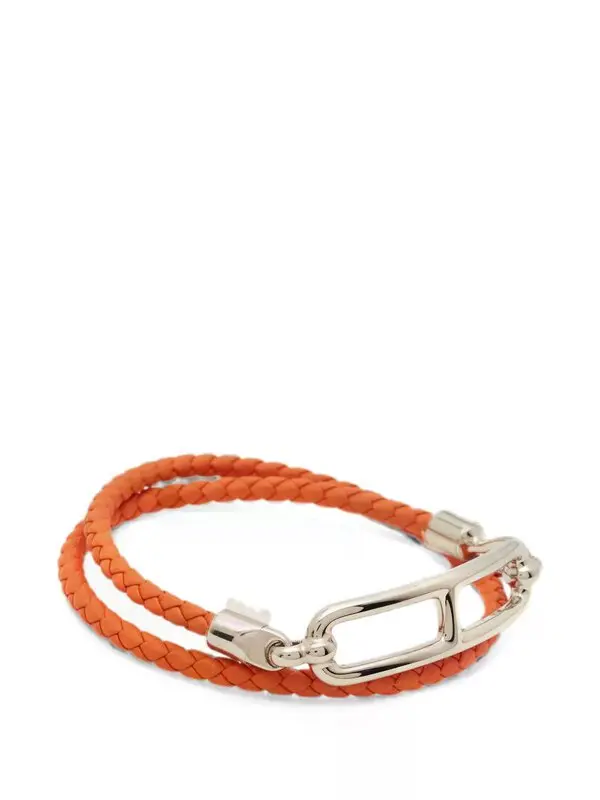 Hermès Roulis Braided Leather Bracelet With Signature Hardware
