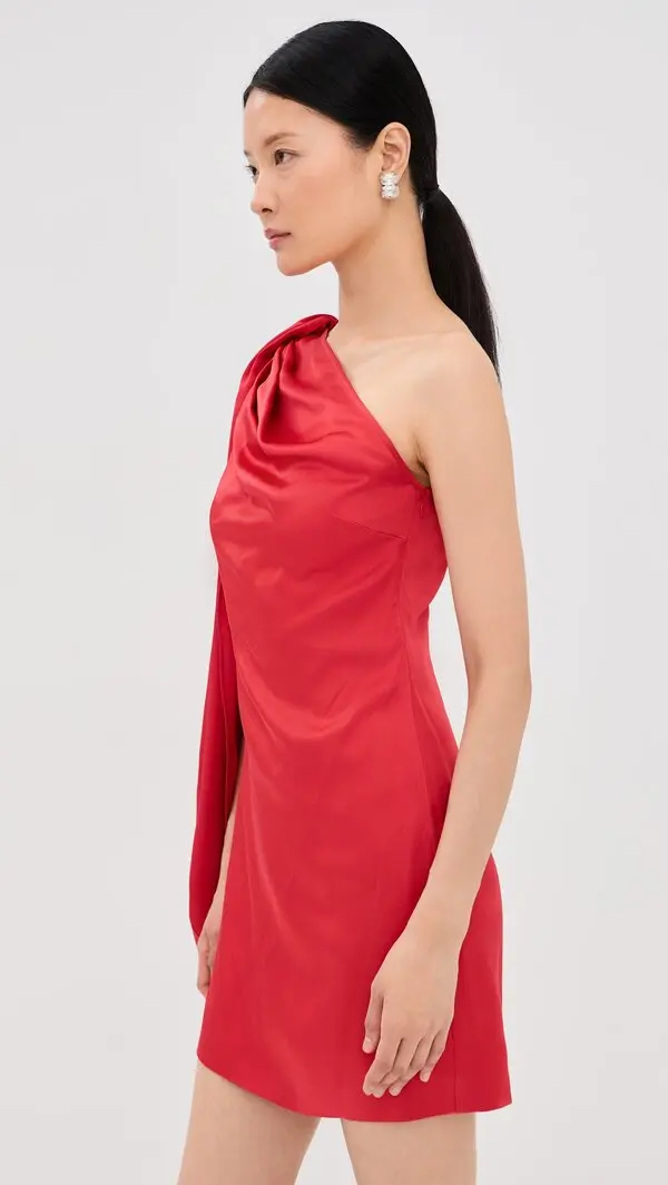 Stella McCartney One-shoulder Draped Mini Dress - Tomato