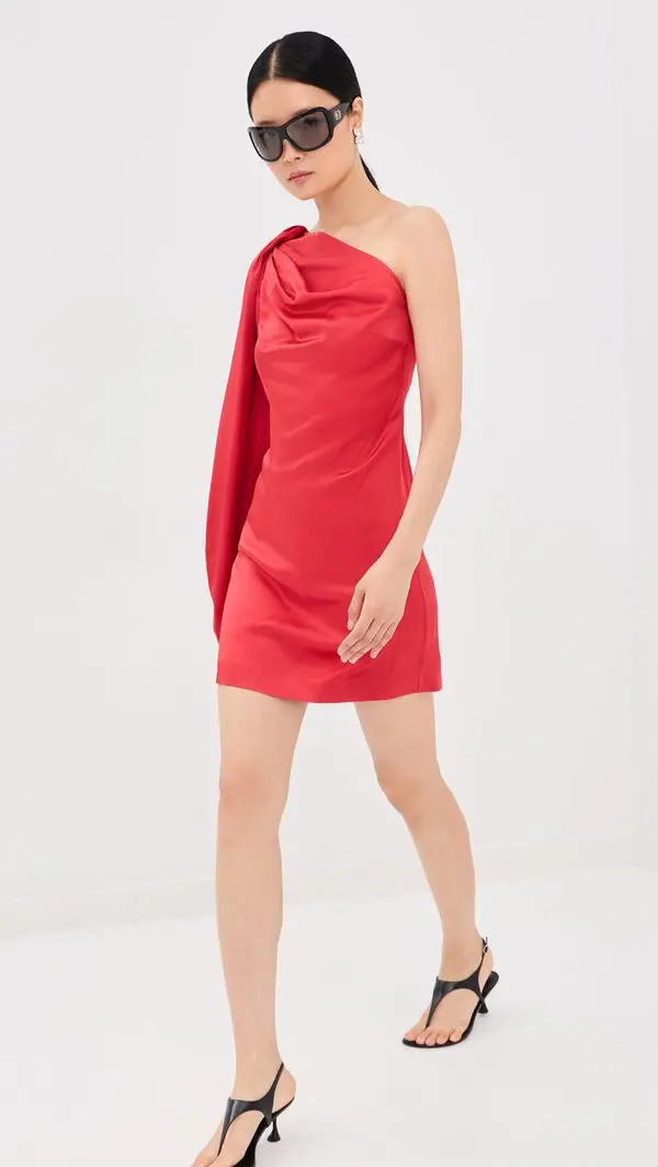 Stella McCartney One-shoulder Draped Mini Dress - Tomato