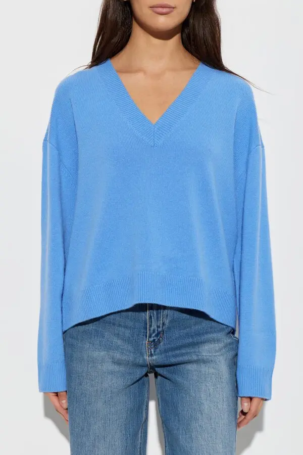 ANINE BING Lee" V-neck Cashmere Blend Sweater - Blue