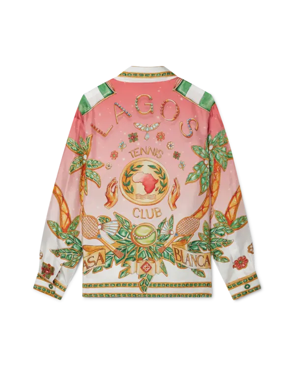 Casablanca Lagos Tennis Club Long Sleeve Silk Shirt - Multicolor