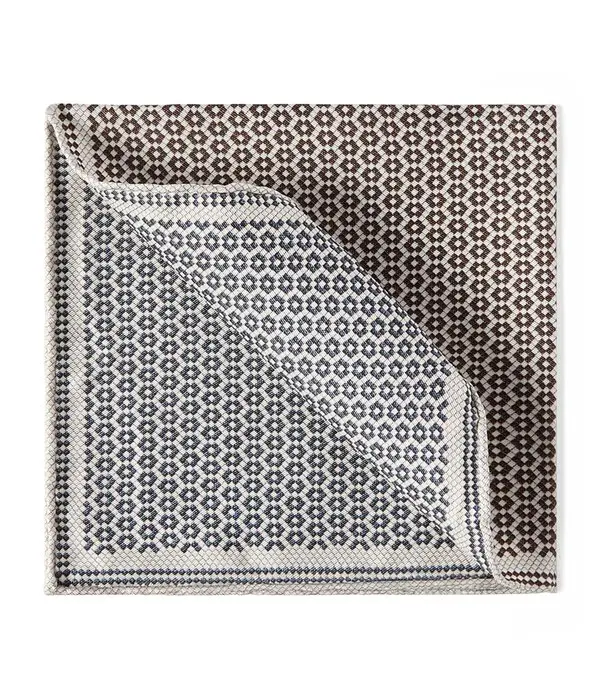 Brunello Cucinelli Silk Tile-pattern Pocket Square - Brown