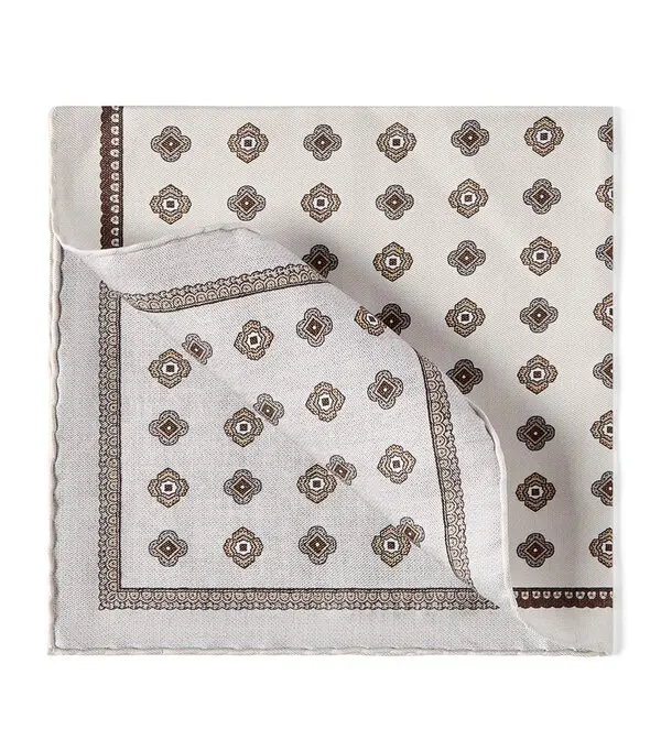 Brunello Cucinelli Silk Medallion Pocket Square