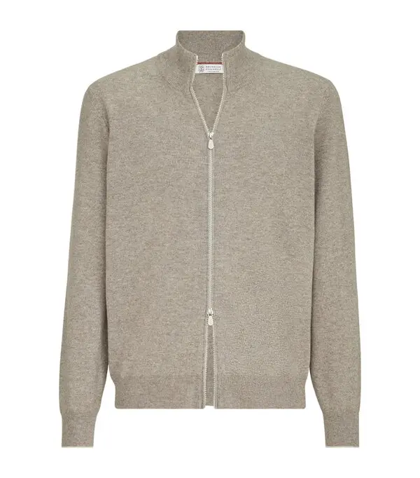 Brunello Cucinelli Cashmere Zip-up Cardigan - Grey