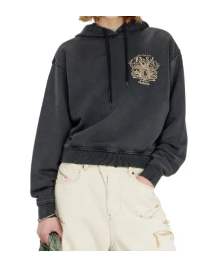 DIESEL® Hoodie With Prints And Rhinestone Studs
