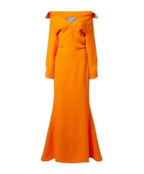 Balenciaga Off-shoulder Silk Gown
