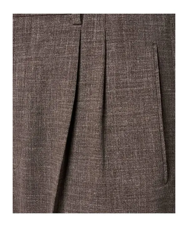 THE ROW Silk Linen Tailored Pleated Trousers