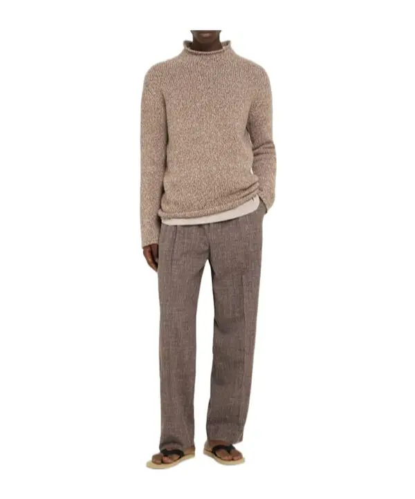 THE ROW Silk Linen Tailored Pleated Trousers