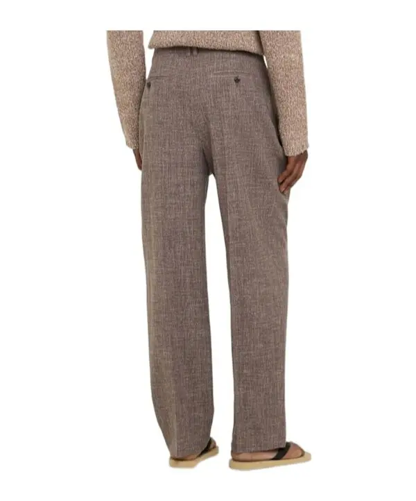 THE ROW Silk Linen Tailored Pleated Trousers