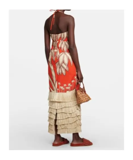 Johanna Ortiz Halterneck Tropical Print Maxi Dress