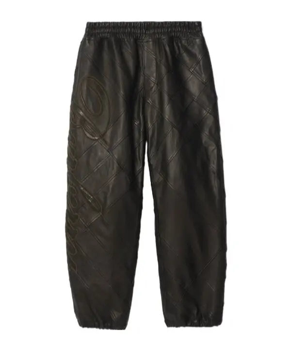 Burberry Cursive-logo Leather Trousers