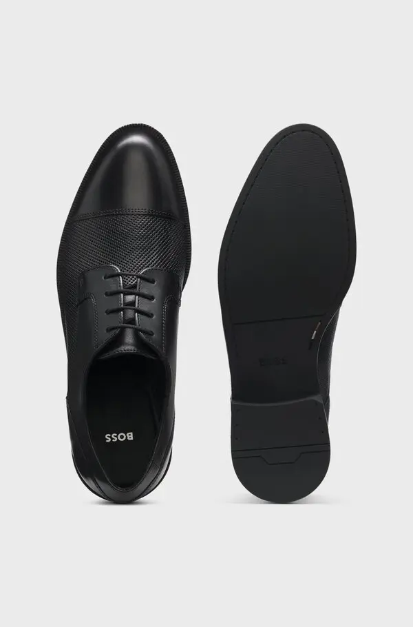 Hugo Boss Cap-toe Derby Shoes In Leather