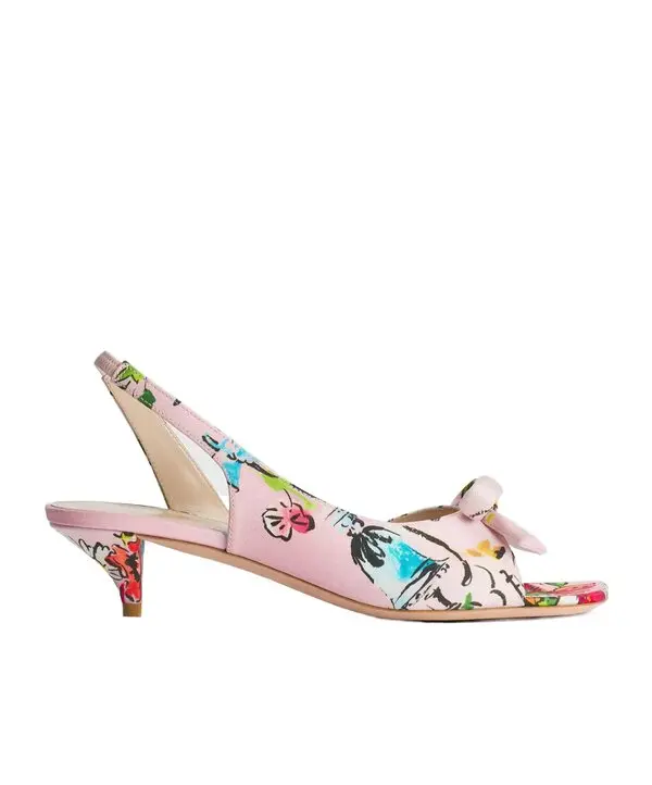 Dior Dioriviera Bow Heeled Slingback Sandal