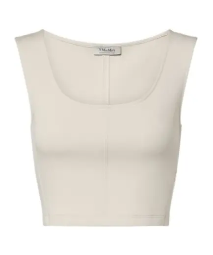 Max Mara Dire Cotton-blend Jersey Crop Top - White