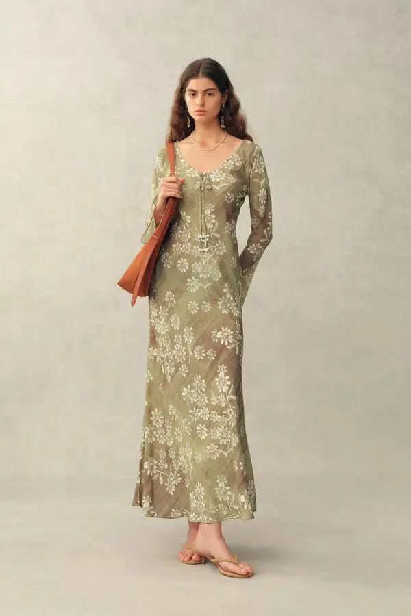 Fabrique Iris Handpainted Floral Viscose Maxi Dress - Multicolor