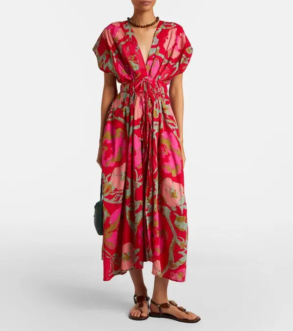 Velvet By Graham & Spencer Leilani Printed Cotton Midi Dress