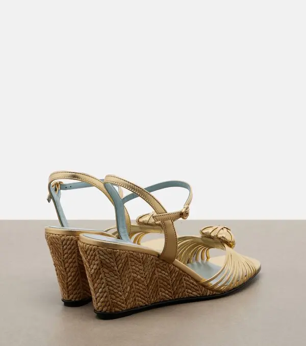 Valentino Garavani Cœur Royal Metallic Leather Wedge Sandals