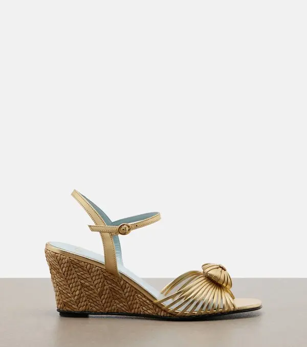 Valentino Garavani Cœur Royal Metallic Leather Wedge Sandals