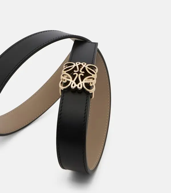 Loewe Anagram Bombe Reversible Leather Belt - Black
