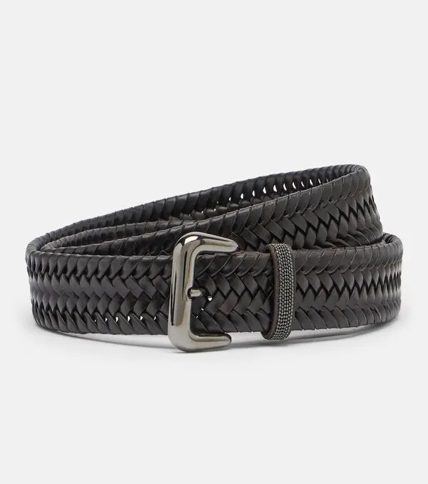 Brunello Cucinelli Monili Braided Leather Belt - Brown
