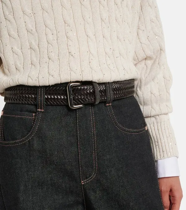 Brunello Cucinelli Monili Braided Leather Belt - Brown