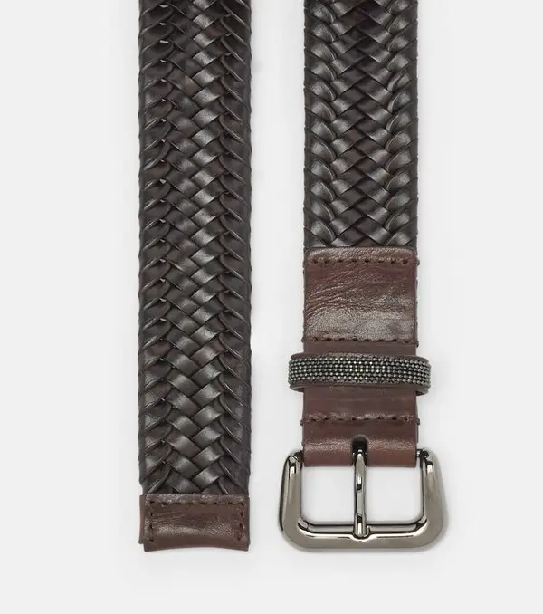 Brunello Cucinelli Monili Braided Leather Belt - Brown