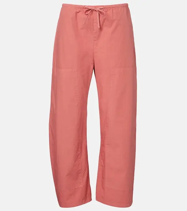 LESET Kyoto Cropped Cotton Wide-leg Pants - Pink