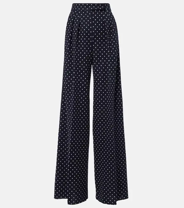 Max Mara Polka Dot Jersey Wide-leg Pants - Blue