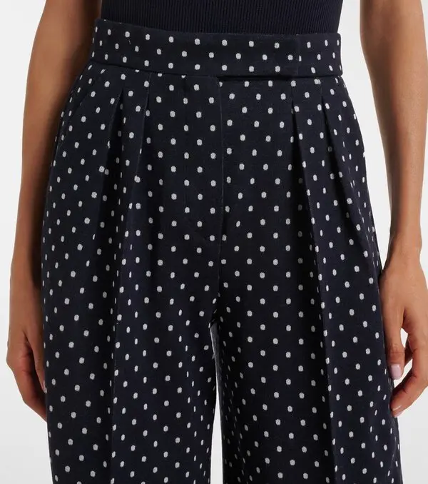 Max Mara Polka Dot Jersey Wide-leg Pants - Blue