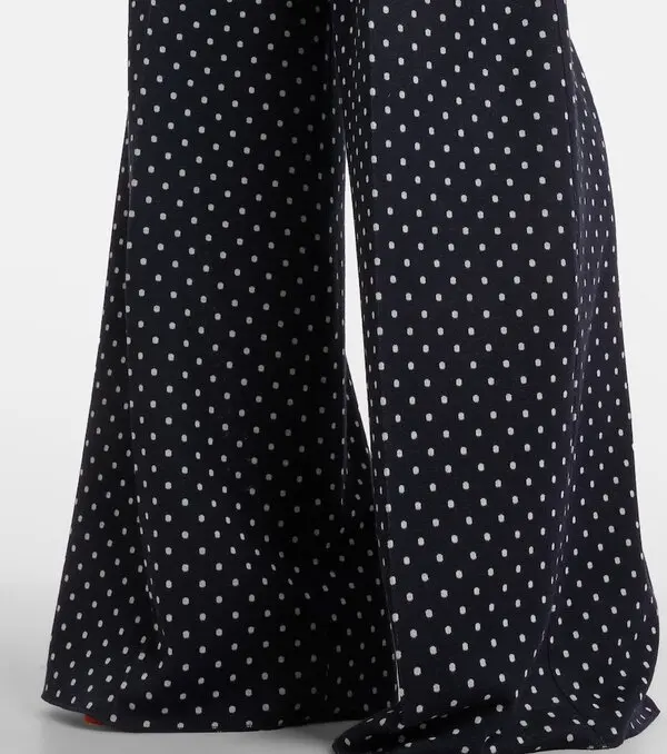 Max Mara Polka Dot Jersey Wide-leg Pants - Blue