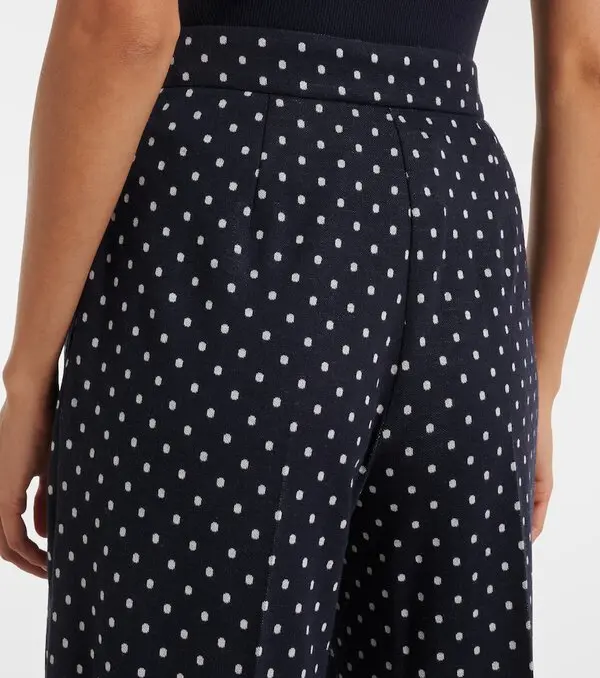 Max Mara Polka Dot Jersey Wide-leg Pants - Blue