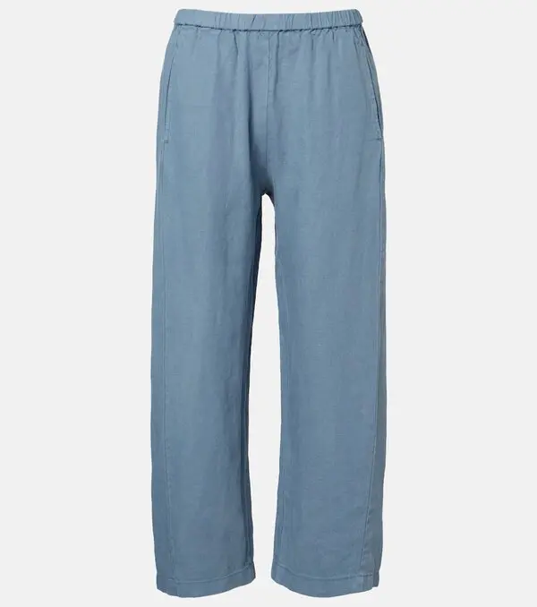 Velvet By Graham & Spencer Celine Linen Wide-leg Pants - Blue