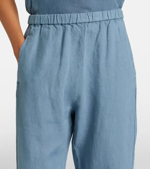 Velvet By Graham & Spencer Celine Linen Wide-leg Pants - Blue