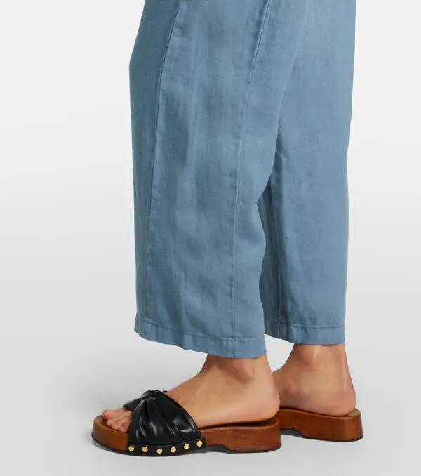 Velvet By Graham & Spencer Celine Linen Wide-leg Pants - Blue