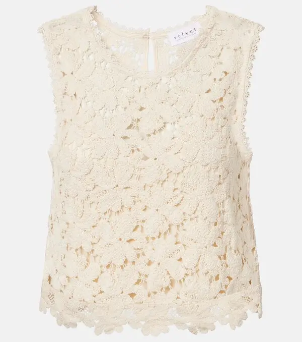 Velvet By Graham & Spencer Simona Guipure Lace Cotton-blend Tank Top