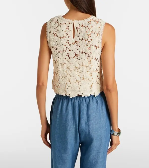 Velvet By Graham & Spencer Simona Guipure Lace Cotton-blend Tank Top