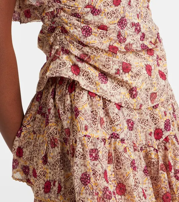 MARANT ETOILE Dijimia Printed Ruffled Cotton Top