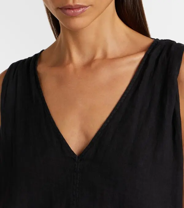Velvet By Graham & Spencer Renna Linen Top - Black