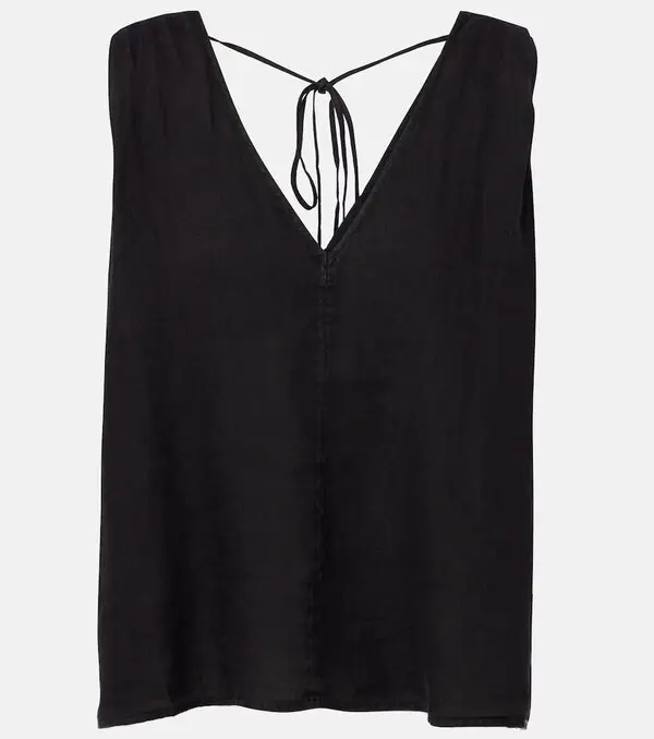 Velvet By Graham & Spencer Renna Linen Top - Black